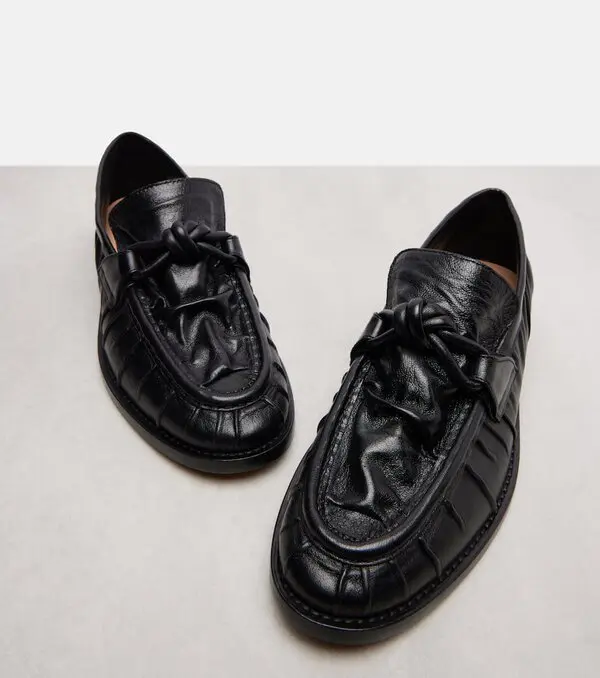 Bottega Veneta Astaire Knot Leather Loafers - Black