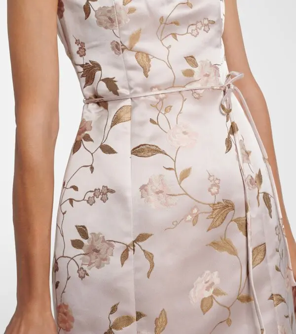 Staud Zoe Floral Brocade Satin Midi Dress