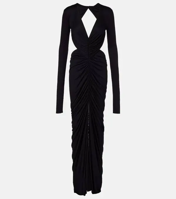 Rick Owens Ruched Open-back Jersey Gown - Black
