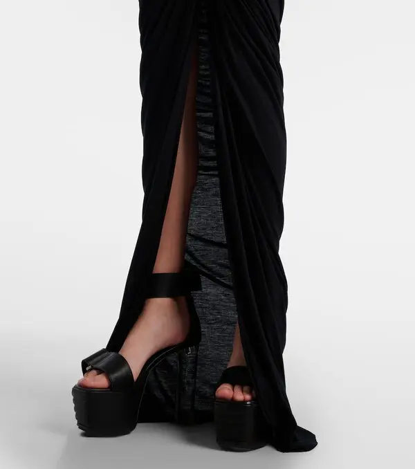 Rick Owens Ruched Open-back Jersey Gown - Black