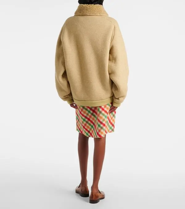 Miu Miu Logo Fleece Blouson - Beige