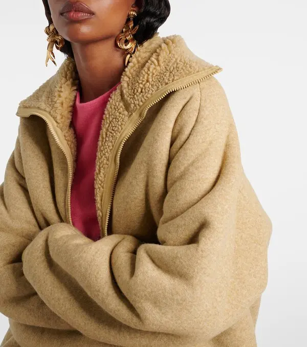 Miu Miu Logo Fleece Blouson - Beige