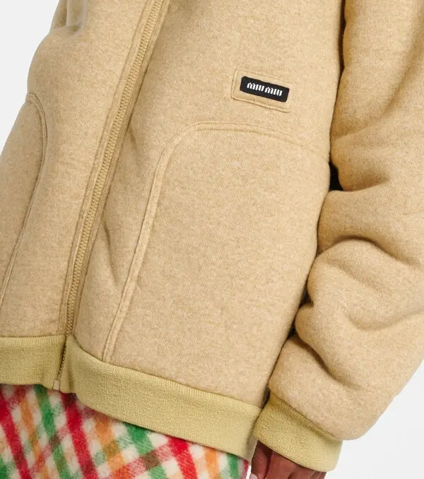 Miu Miu Logo Fleece Blouson - Beige