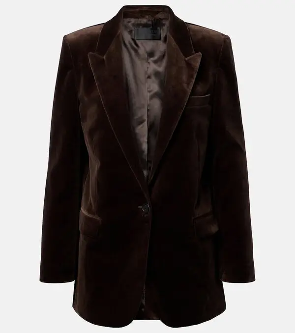 NILI LOTAN Diane Velvet Blazer - Brown