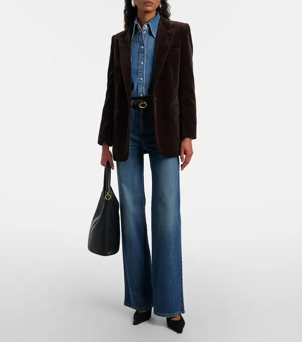NILI LOTAN Diane Velvet Blazer - Brown