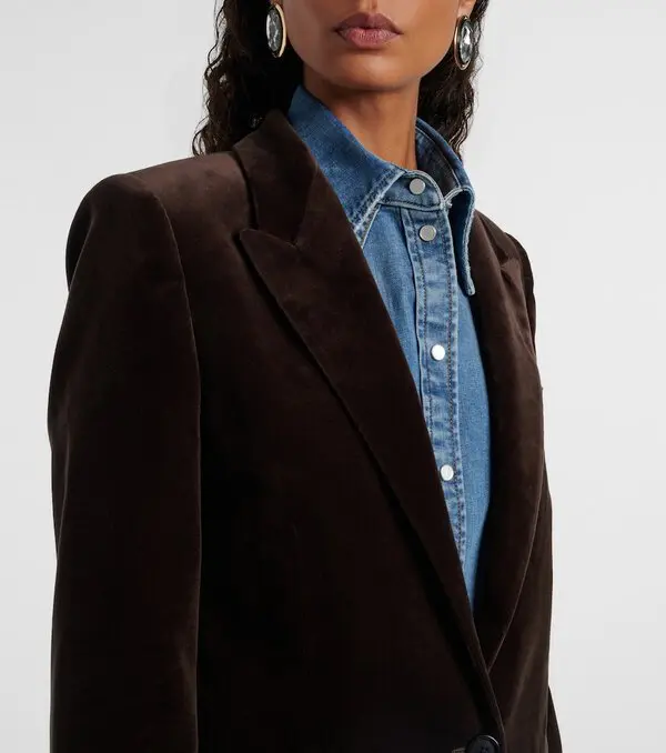 NILI LOTAN Diane Velvet Blazer - Brown