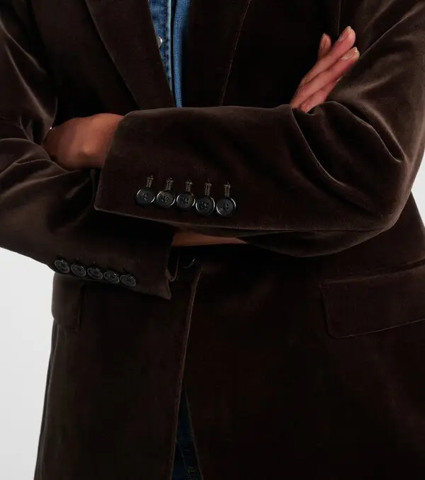NILI LOTAN Diane Velvet Blazer - Brown