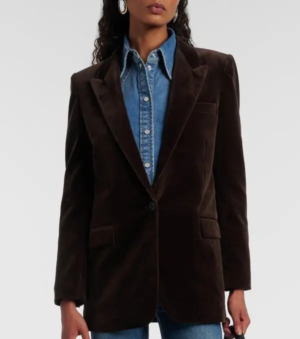 NILI LOTAN Diane Velvet Blazer - Brown