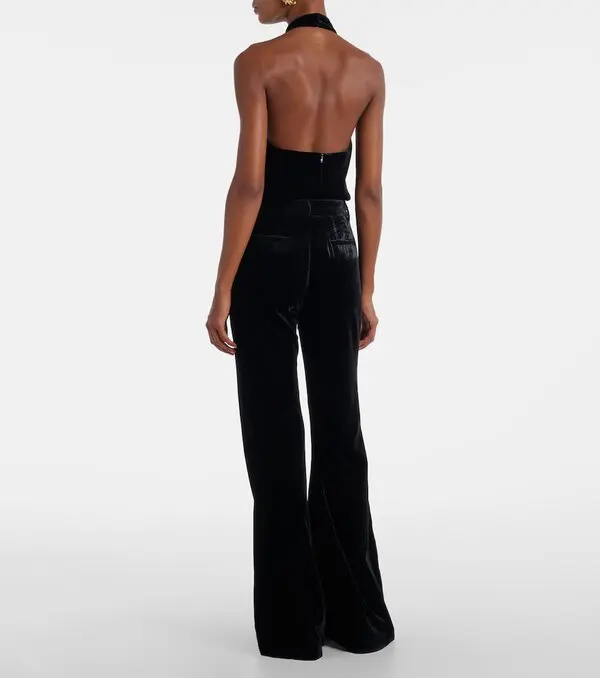 NILI LOTAN Effy High-rise Flared Velvet Pants