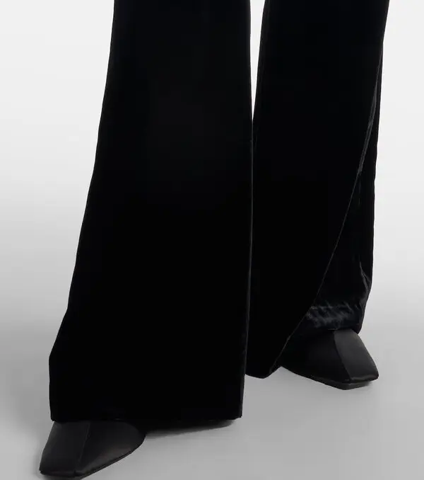 NILI LOTAN Effy High-rise Flared Velvet Pants