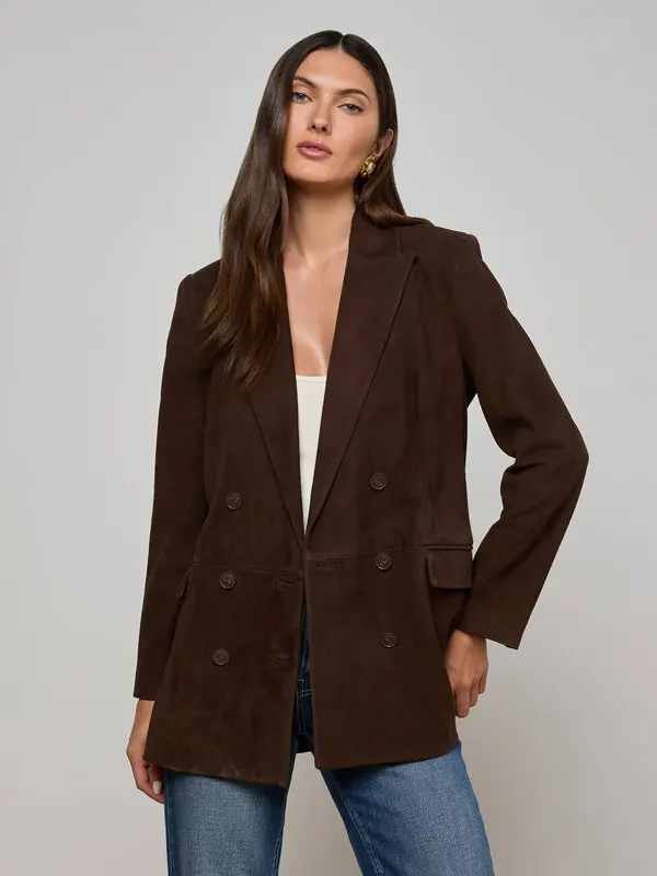 L'Agence Aimee Oversized Suede Blazer