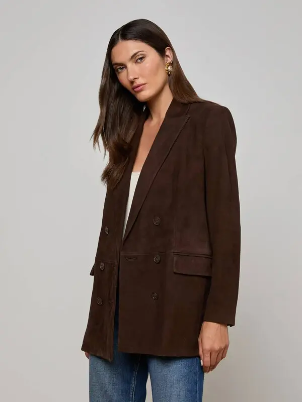 L'Agence Aimee Oversized Suede Blazer