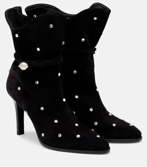 Isabel Marant Étoile Lolya 90 Embellished Suede Ankle Boots