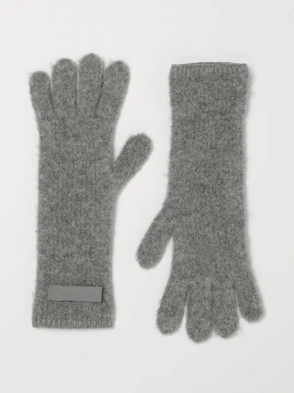 Jacquemus Knitted Gloves With Grosgrain Detail - Grey