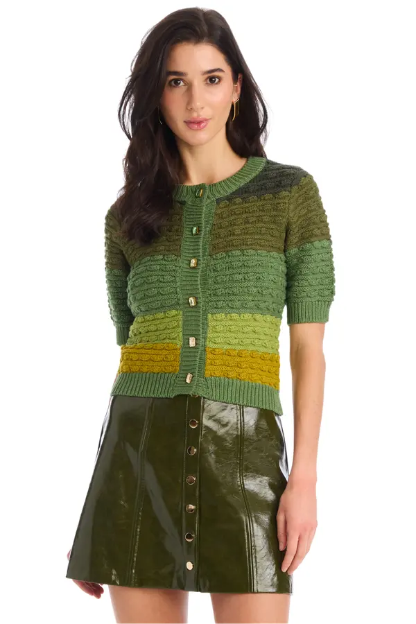 ALLISON NEW YORK Adelle Short Sleeve Cardigan - Multicolor