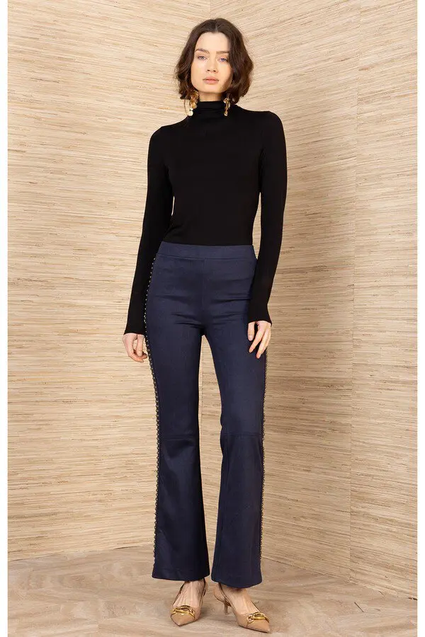 Hale Bob Alexia Suede Studs Pant - Black