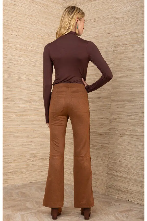 Hale Bob Alexia Suede Studs Pant - Brown