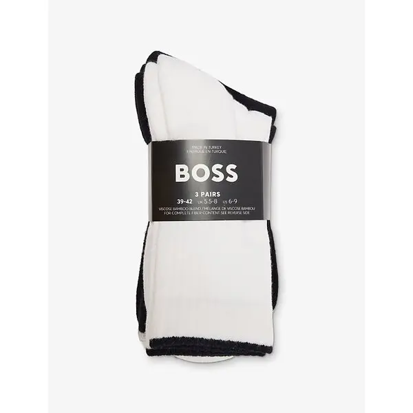 BOSS Logo-print Pack Of Three Ribbed Socks - Open Miscellaneous