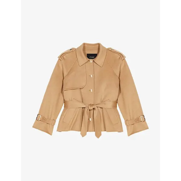 Maje Double-faced Belted Wool-blend Jacket