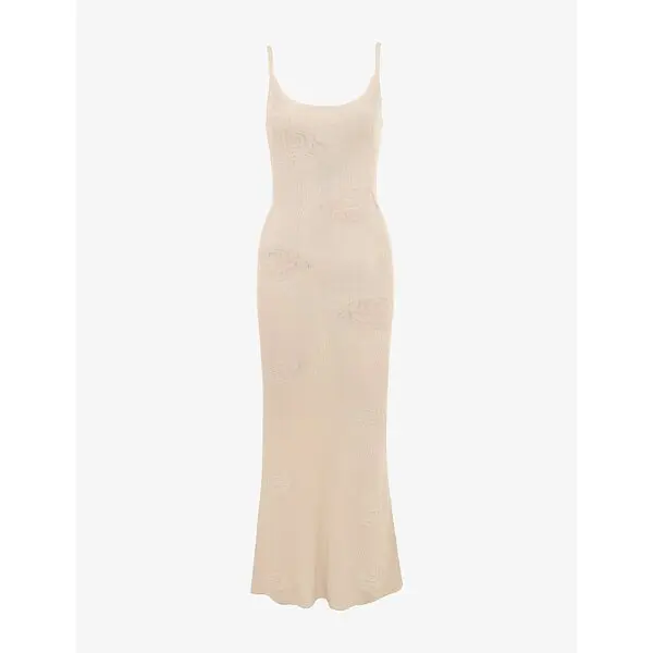 House Of Cb Dara Rose Embroidered Knit Maxi Dress