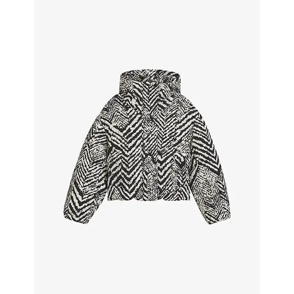 BOSS Herringbone-print Padded Shell-down Jacket