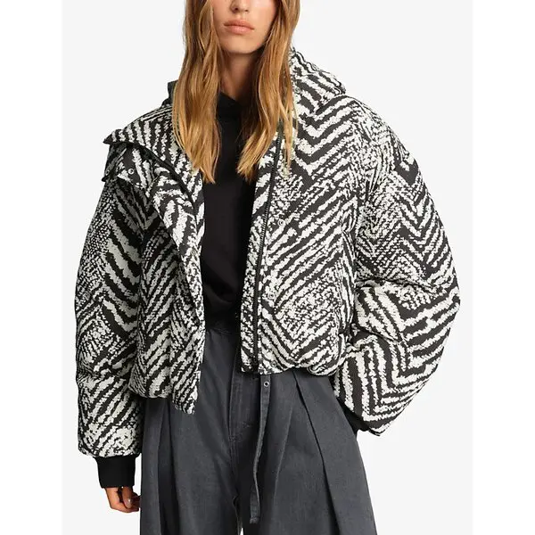 BOSS Herringbone-print Padded Shell-down Jacket