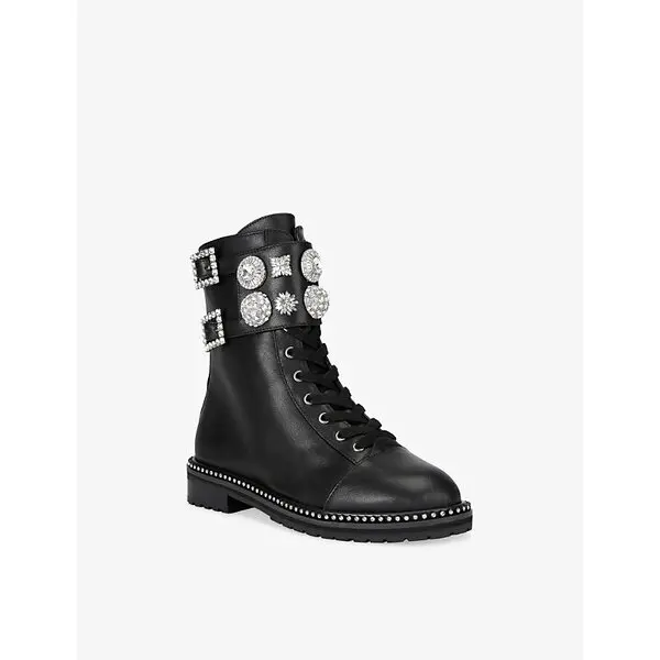 Kurt Geiger Stoop Embellished Leather Ankle Boots