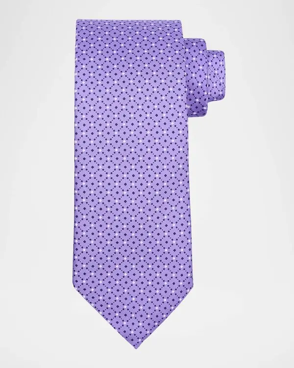 Zegna Diamond-print Silk Tie - Purple