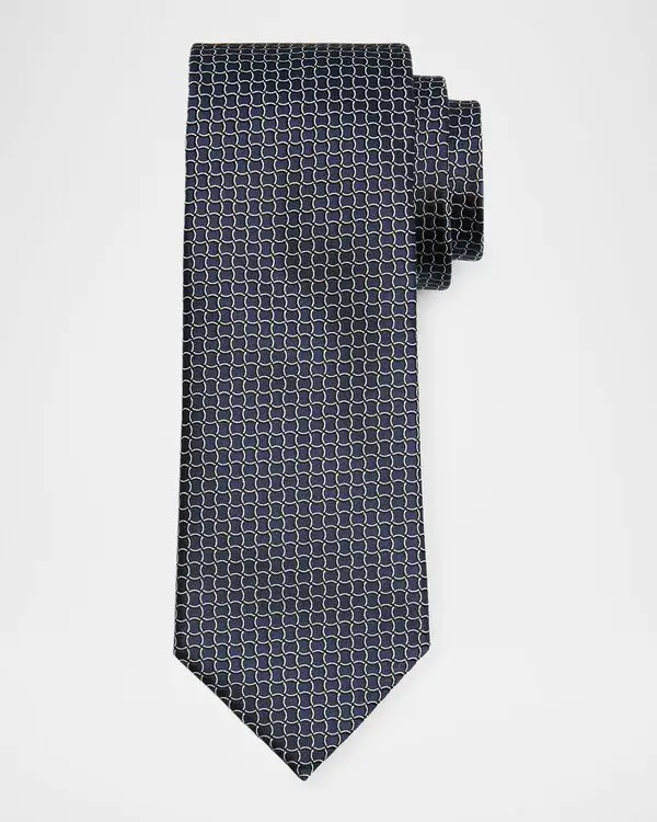 Zegna Geometric Net Silk Tie - Blue