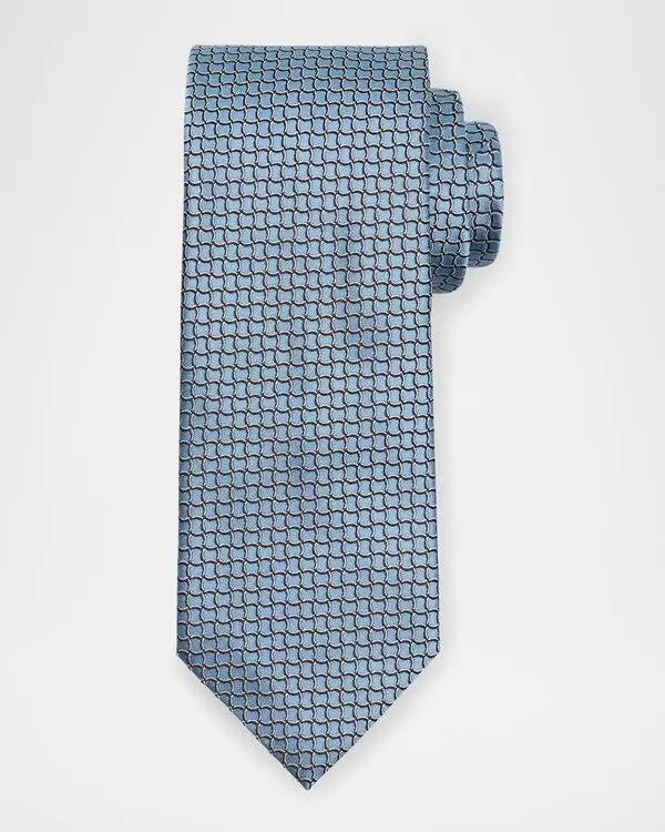 Zegna Geometric Net Jacquard Silk Standard Tie