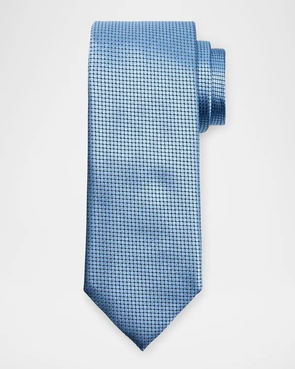 Zegna Micro-geometric Jacquard Standard Neck Tie - Blue