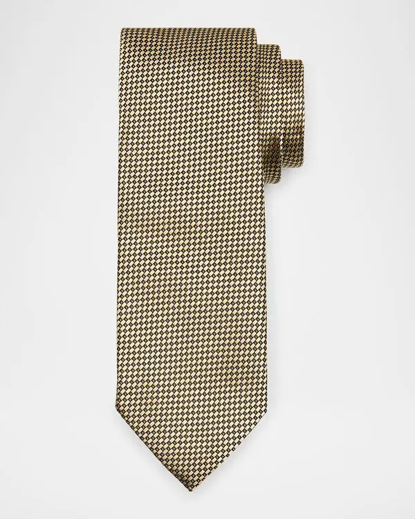 Zegna Micro-jacquard Silk Neck Tie - Yellow