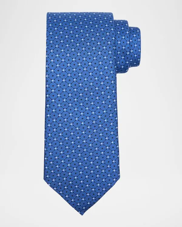 Zegna Diamond-print Silk Standard Tie - Blue