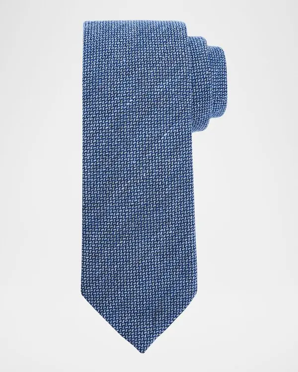 Zegna Textured Wool And Silk Tie - Blue