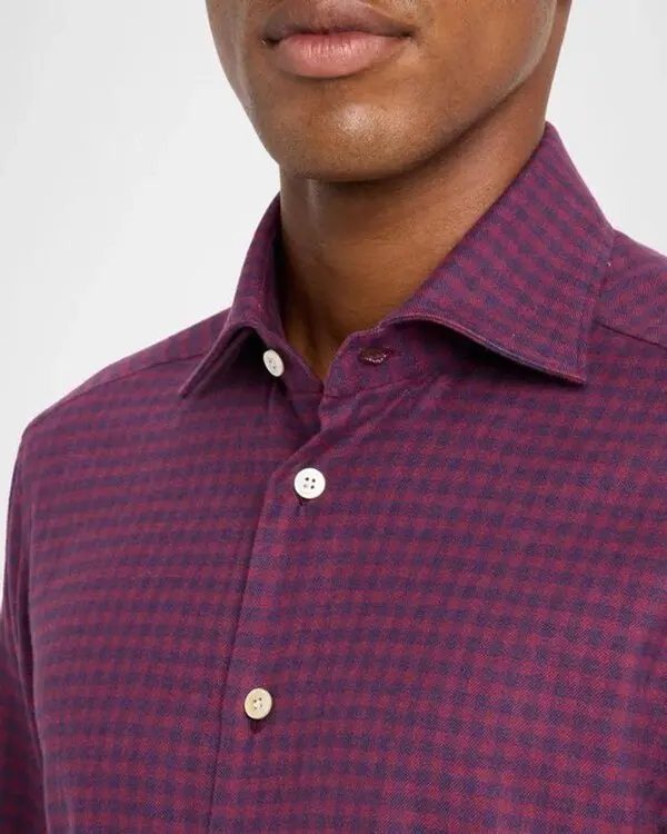 Kiton Apos;s Gingham Cotton Sport Shirt