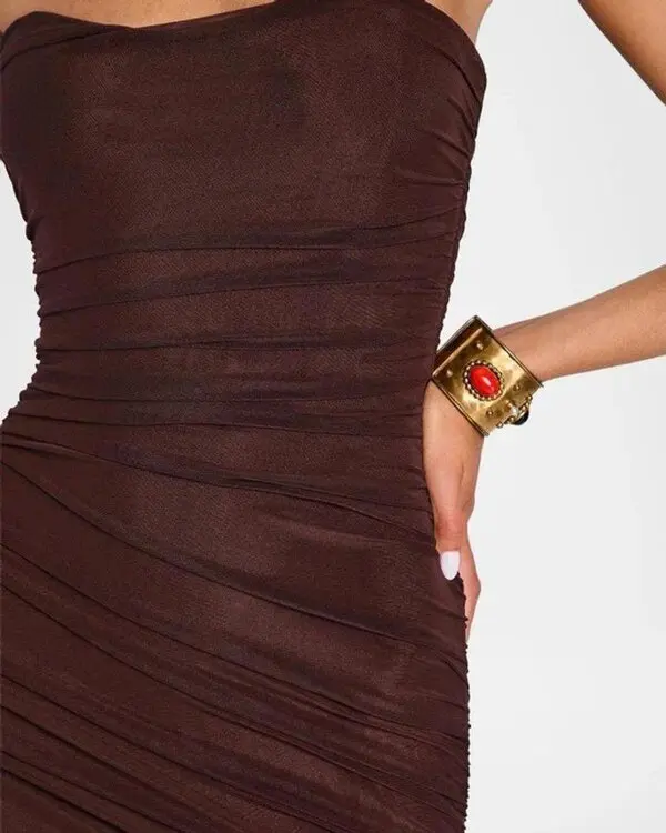 Retrofete Isadore Strapless Maxi Dress - Walnut