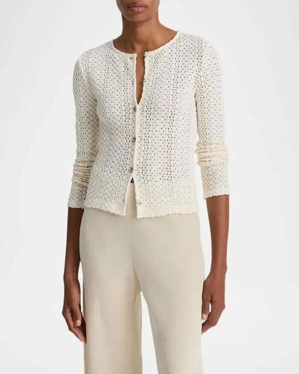 Vince Open-knit Cotton Cardigan