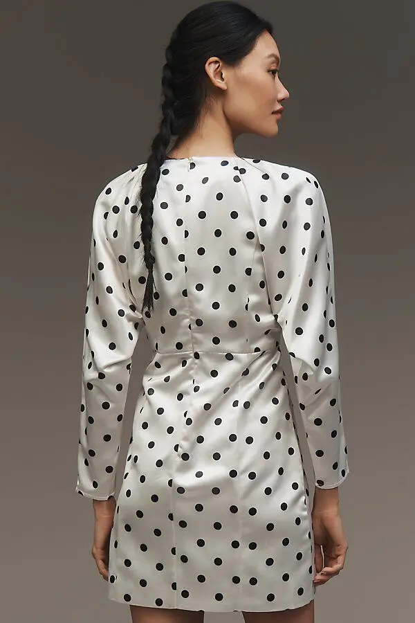 SIEMPRE Long-sleeve Polka Dot Mini Dress