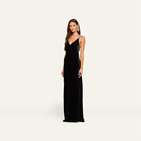 L'Agence Saint Velvet Gown - Black
