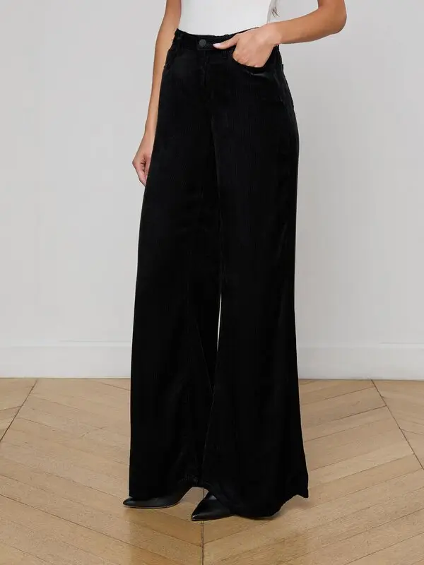 L'Agence Quincy Wide-leg Corduroy Pants