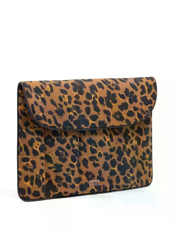 Bimba Y Lola Leopard-print Quilted Laptop Case - Brown