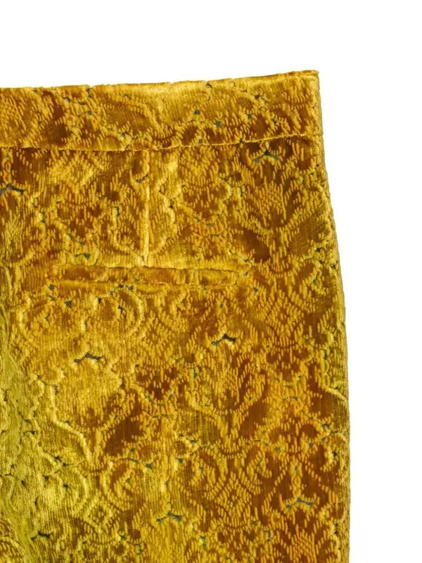 Burberry Damask-pattern Velvet Trousers - Yellow