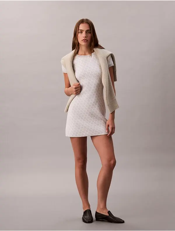 Calvin Klein Tech Knit Allover Monogram Mini Dress