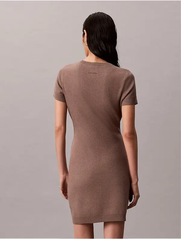 Calvin Klein Tech Knit Mini Dress - Camel Melange