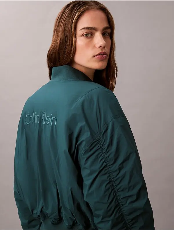 Calvin Klein Logo Graphic Padded Bomber Jacket - Deep Teal