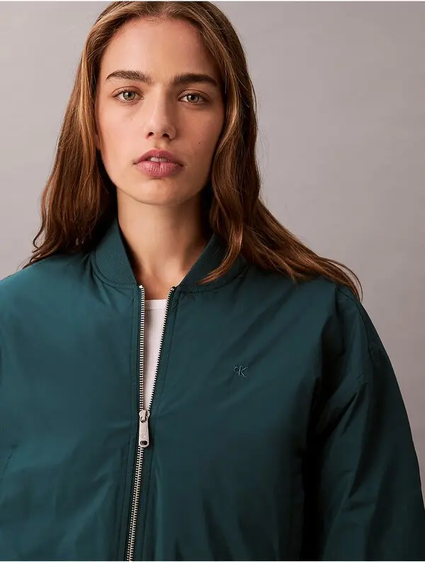 Calvin Klein Logo Graphic Padded Bomber Jacket - Deep Teal