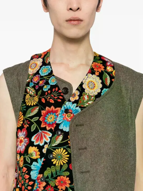 Comme Des Garçons Floral Embroidered Gilet