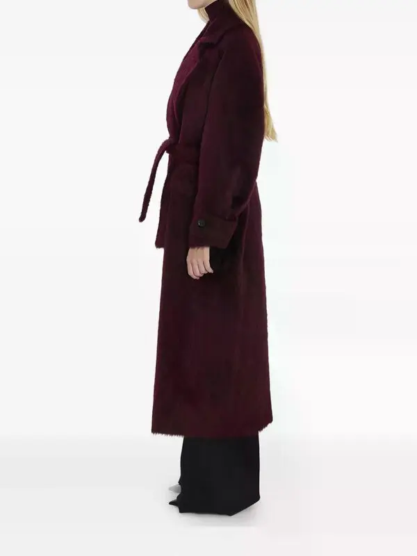Max Mara Belted Alpaca Wool Blend Coat - Red