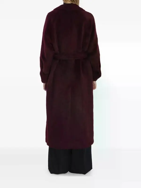 Max Mara Belted Alpaca Wool Blend Coat - Red