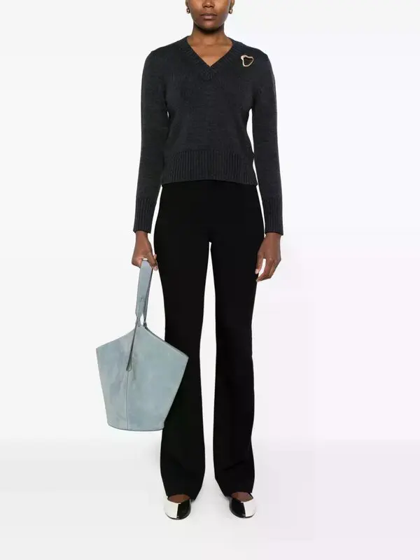 Alpha Studio Pin-detail V-neck Sweater